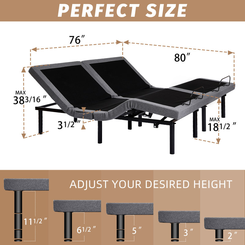 Alwyn Home Split King Massaging Zero Gravity Adjustable Bed With Wireless Remote Reviews Wayfair